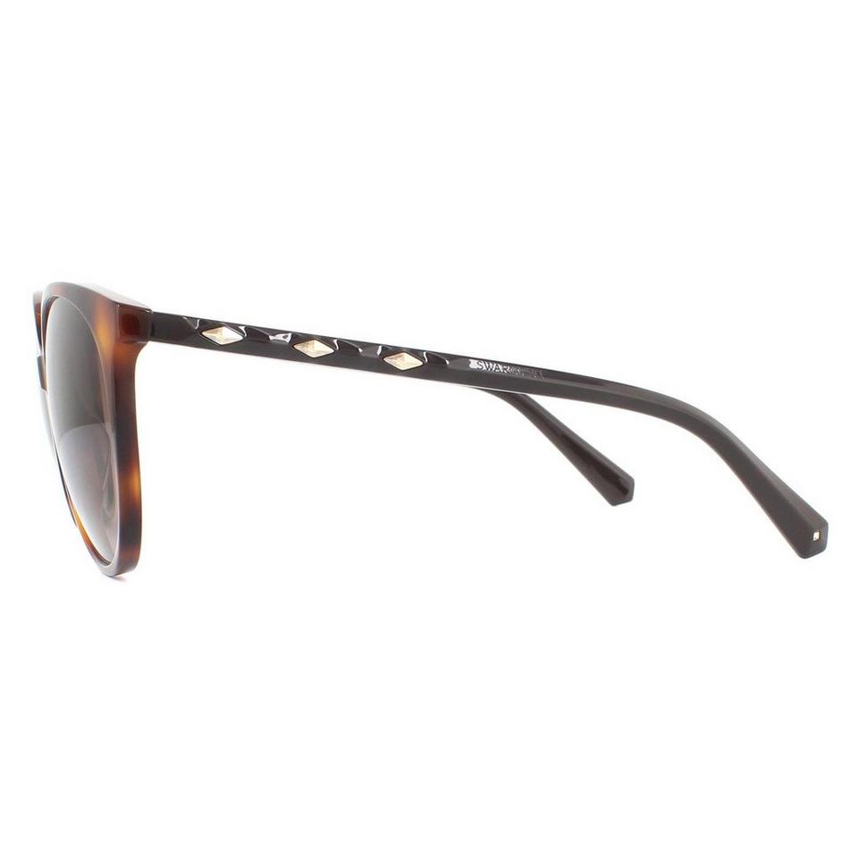 Sunglasses Round Dark Havana Brown Gradient Sunglasses Swarovski